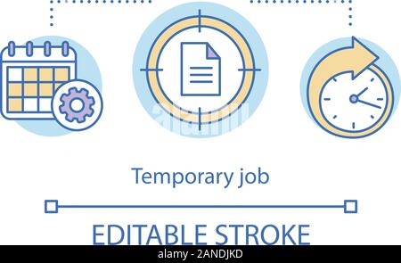 Part-time concept icon. Temporary, short-term employment idea thin line ...
