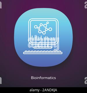 Bioinformatics linear icon. Human genome research. Biological data ...