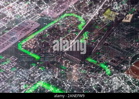 man cleaning dirty electric circuit with cotton stick macro shot of ...