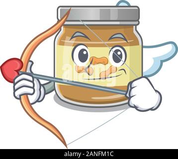 Romantic creamy butter Cupid cartoon character with arrow and wings ...