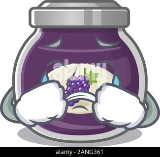 Grape character with crying and tears emotion, sad face, depressive ...