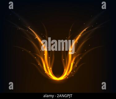 Bright glowing fire angel wings vector illustration Stock Vector Image ...