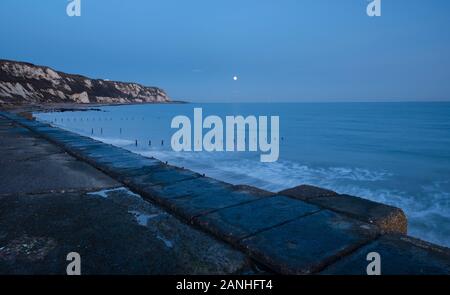 Moonrise at East Cliff and Warren Country Park nr Folkestone, Kent ...