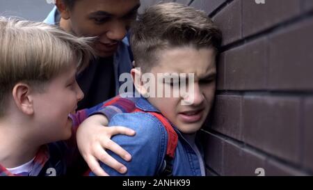 Mean students pushing classmate to wall, bullying in school, children ...