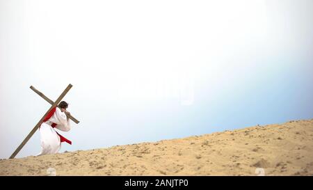 Biblical story, Jesus carrying the heavy cross, Jesus carried the heavy ...
