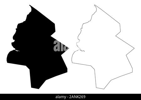 Mauritius districts outline silhouette map illustration with black ...