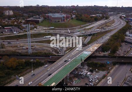 drone aerial I-75 interstate bridge construction Cincinnati Ohio Stock ...