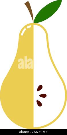 pear fruit sphere with half slice on abstract fresh background, flat ...