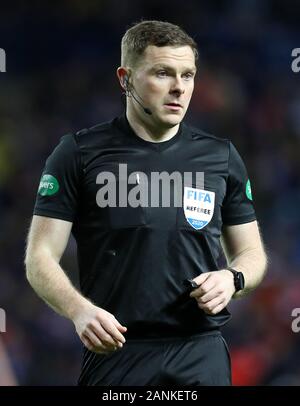 Referee John Beaton during the William Hill Premiership match at BBSP ...