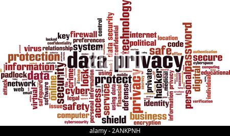 Data privacy word cloud concept. Collage made of words about data ...