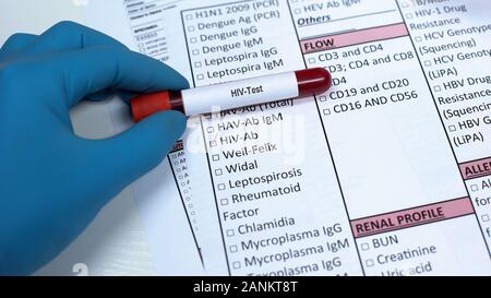 Hiv Viral Load - Test with blood sample. Top view isolated on black ...