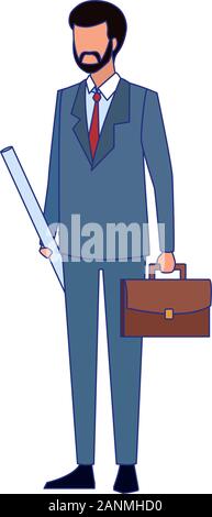 businessman with portfolio avatar character Stock Vector Image & Art ...