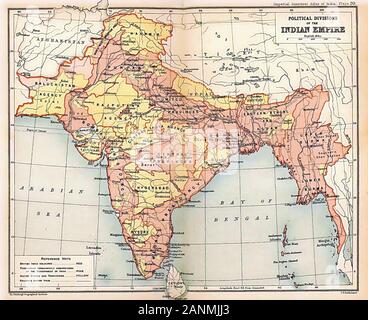 Map of the British Indian Empire from Imperial Gazetteer of India Stock ...
