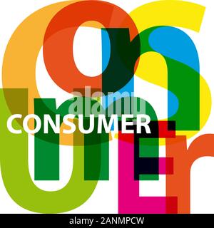 The word Consumer. Vector banner and logo with colorful text Stock ...