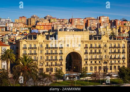 Cityscape. Santander bank headquarters. Santander, Cantabrian Sea Stock ...