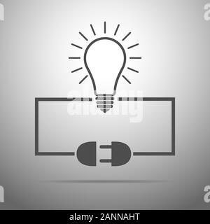 Light bulb, wire plug and socket - vector illustration. Concept ...