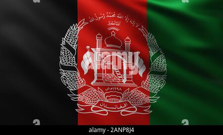 National flag of Afghanistan: black, red and green vertical stripes ...