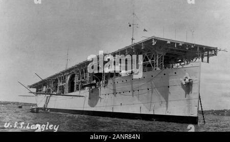 The USS Langley (CV-1), the first aircraft carrier commissioned by the ...