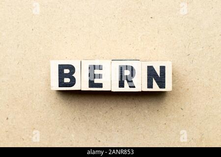 Letter block in word Bern on white wood background Stock Photo - Alamy