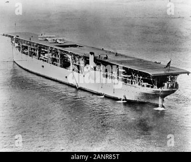 A photograph of the USS Langley (CV-1) aircraft carrier in drydock ...