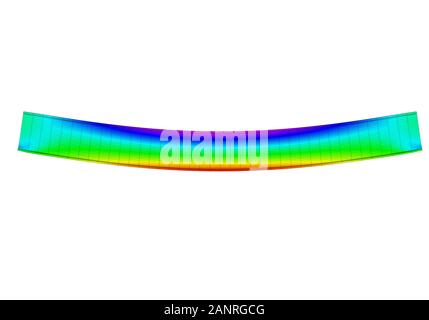 A simple supported I-beam bending. 3D view of mesh deformation and plot ...