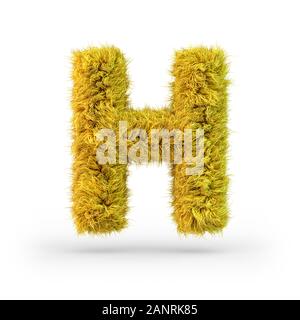 Capital letter D. Uppercase. Yellow fluffy and furry font. 3D rendering ...