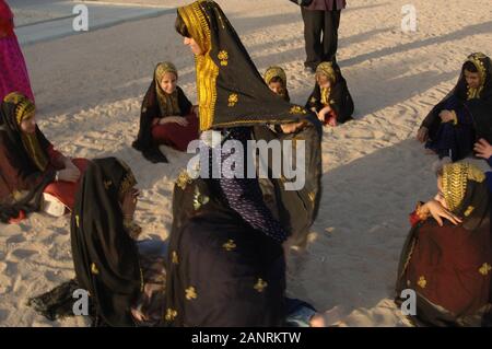 Cultural Festival, group of qatari girls in traditional dress Stock ...