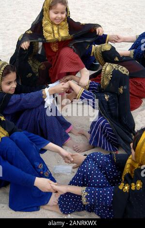 Cultural Festival, group of qatari girls in traditional dress Stock ...