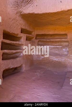 Holes for the coffins inside a tomb in al-Hijr archaeological site in ...