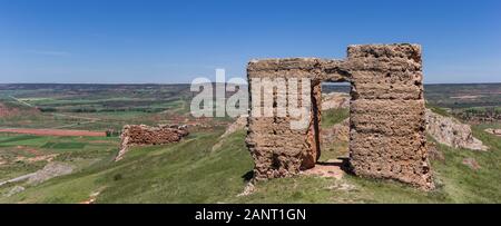 Panorama of the ruins of the historic castle of Alcaraz, Spain Stock ...