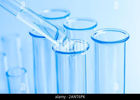 Laboratory equipment. Glass tubes, flask, erlenmeyer, beaker, petri ...