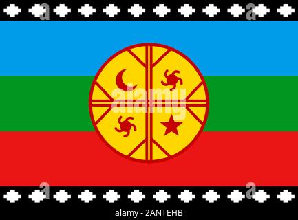Kultrun, indigenous symbol of Mapuche flag, emblem of the Mapuche ...