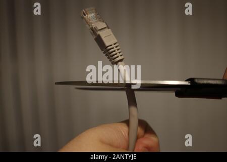Concept Isolated Photo Of Cutting Cable Cord Stock Photo - Alamy