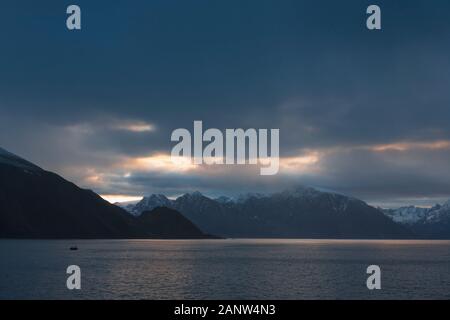 The entrance to the Nuvsfjorden, Loppa Municipality, Vest-Finnmark ...