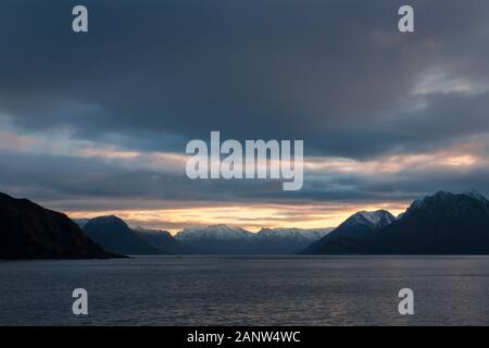The entrance to the Øksfjorden, Loppa Municipality, Vest-Finnmark ...