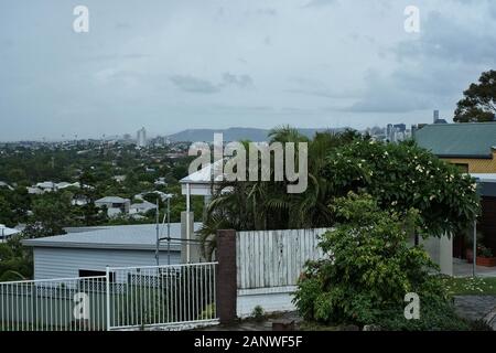 Camp Hill, Brisbane, a post-war weatherboard workers home on a sloping ...