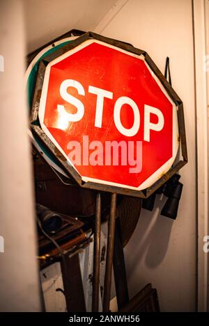 Old British 'HALT' road sign Stock Photo - Alamy