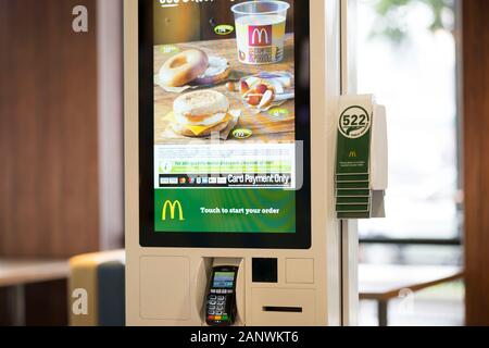 A Mcdonald’s self service machine in a McDonald’s restaurant in the UK ...