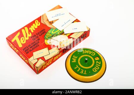 Old tatty vintage tell me game isolated on a white background Stock ...