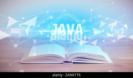Open book with JAVA abbreviation, modern technology concept Stock Photo ...