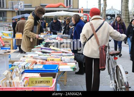 The flea market on St Jansvliet, by the River Schelde, in Antwerp ...