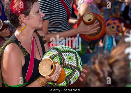 Revelers perform during a pre-Carnival street party in Rio de Janeiro ...