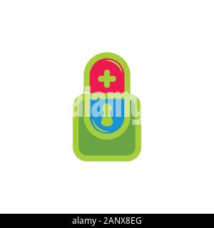 Food security lock icon logo sign vector outline in black and white ...