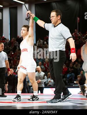 Ohio State Buckeyes Luke Pletcher (black) celebrates his win over ...
