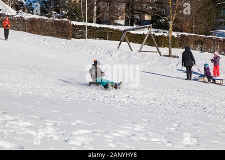 Learner tobogganing and sledging slope, Semmering ski resort, Lower ...