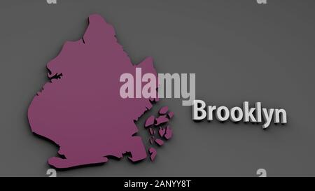 Brooklyn Map Shape 3D Illustration Stock Photo - Alamy
