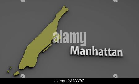 Manhattan Map Shape 3D Illustration Stock Photo - Alamy