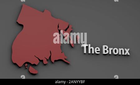 The Bronx Map Shape 3D Illustration Stock Photo - Alamy