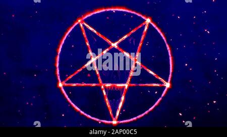 Inverted Pentagram Symbol with the Face of the Evil Illustration Stock ...