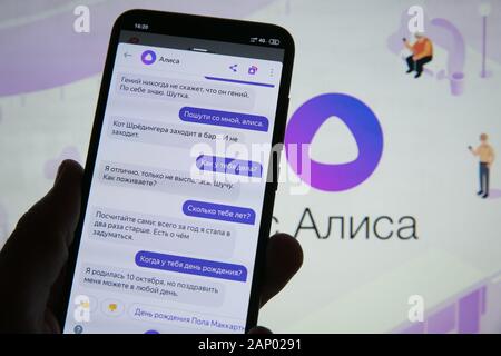 Alice (Alisa) virtual voice assistant developed by Yandex Stock Photo ...